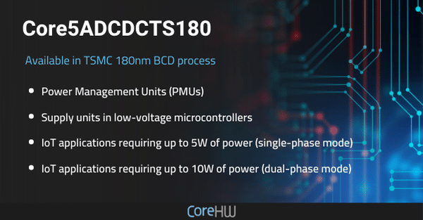 芬兰CoreHW 推出具有独特优势的 5A DCDC IP方案